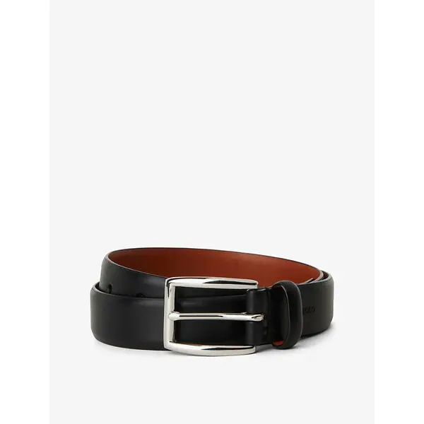Polo Ralph Lauren Harness Embossed-logo Leather Dress Belt - Black