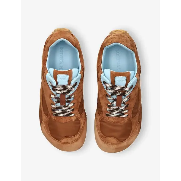 Bottega Veneta Orbit Flash Suede And Shell Trainers - Tan