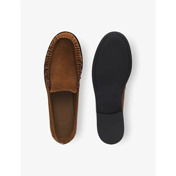 BOSS Ruched Suede Moccasins