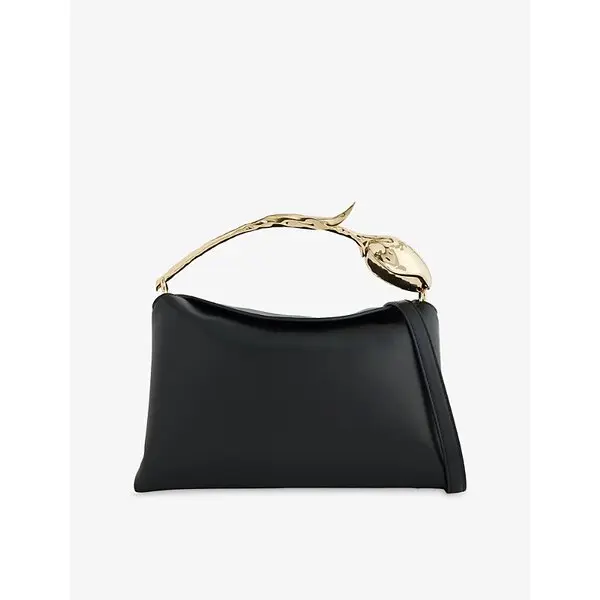 Erdem Bloom Medium Leather Top Handle Bag - Black