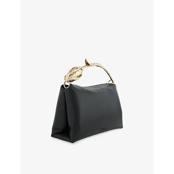 Erdem Bloom Medium Leather Top Handle Bag - Black