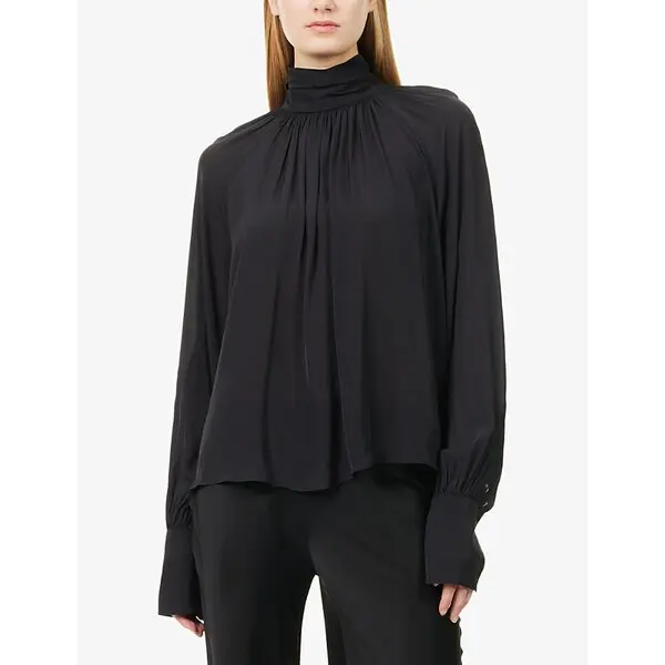 ANINE BING Anne High-neck Woven Top