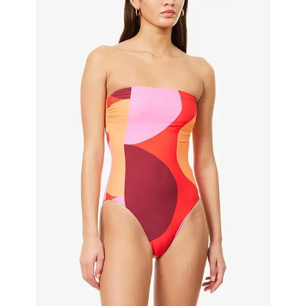 Seafolly Geometric Print Bandeau One-piece Swimsuit