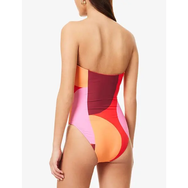 Seafolly Geometric Print Bandeau One-piece Swimsuit