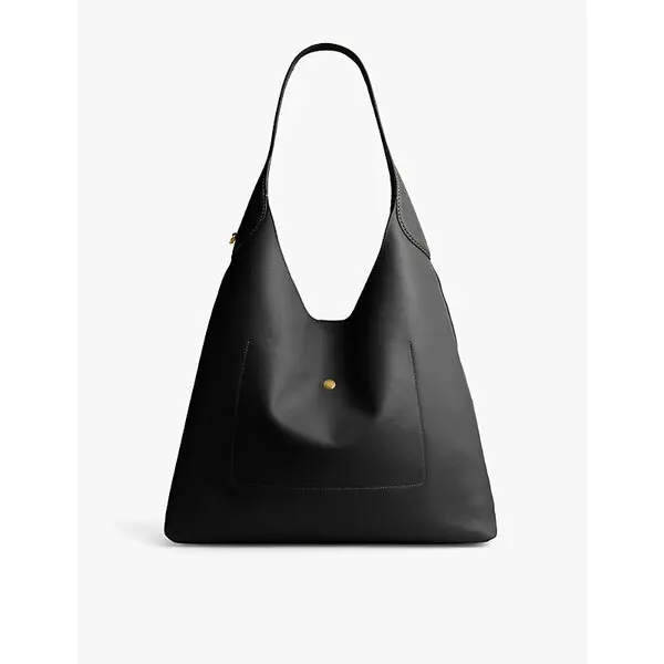 COACH Branded Leather Shoulder Bag - Black