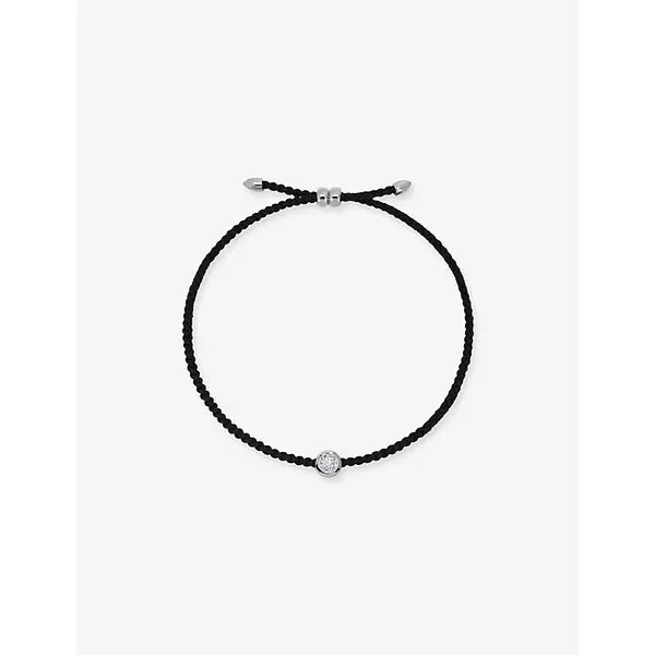Monica Vinader Round Solitaire Diamond Cord Bracelet - Silver