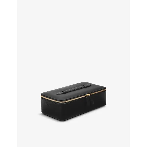 Smythson Panama Cross-grain Leather Jewellery Travel Case - Black