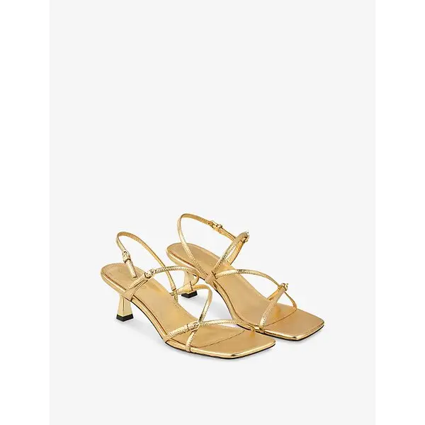 Sandro Strappy 65 Leather Heeled Sandals - Naturels