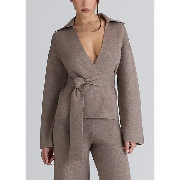 House Of Cb Fallon Wrap-front Knitted Jacket