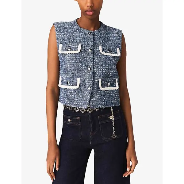 Maje Boxy-fit Tweed Vest