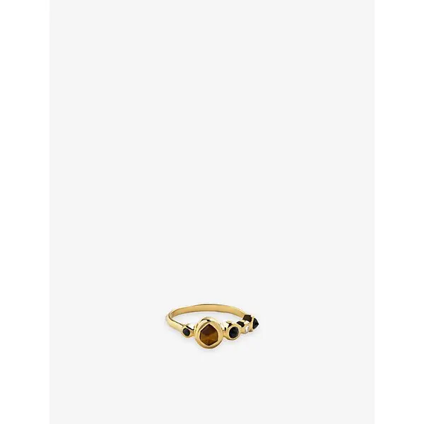 Monica Vinader Mv Siren™ Bezel Multi Gemstone Ring In 18ct Yellow Gold Vermeil - Brown