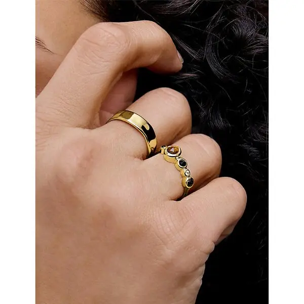 Monica Vinader Mv Siren™ Bezel Multi Gemstone Ring In 18ct Yellow Gold Vermeil - Brown