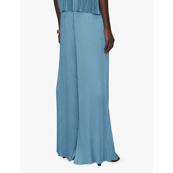 JOSEPH Pleated Satin Trousers - Chambray