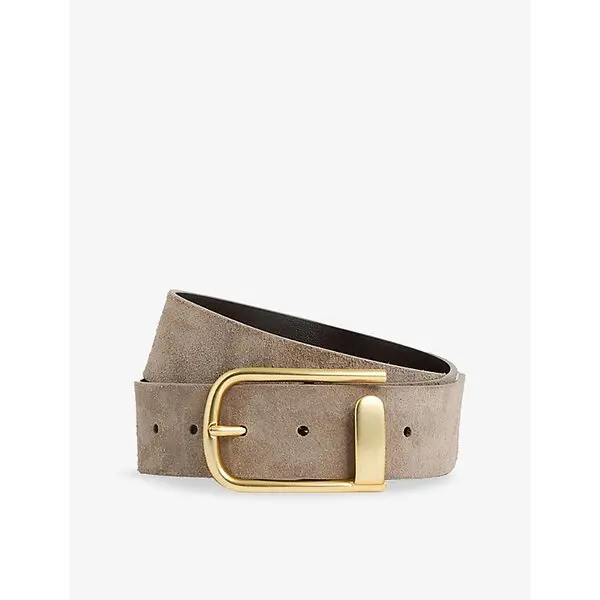 REISS Iyla Half-keeper Leather Belt - Grey