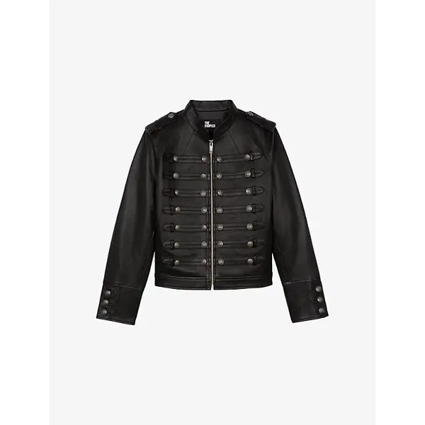 The Kooples Heritage-button Leather Jacket - Black