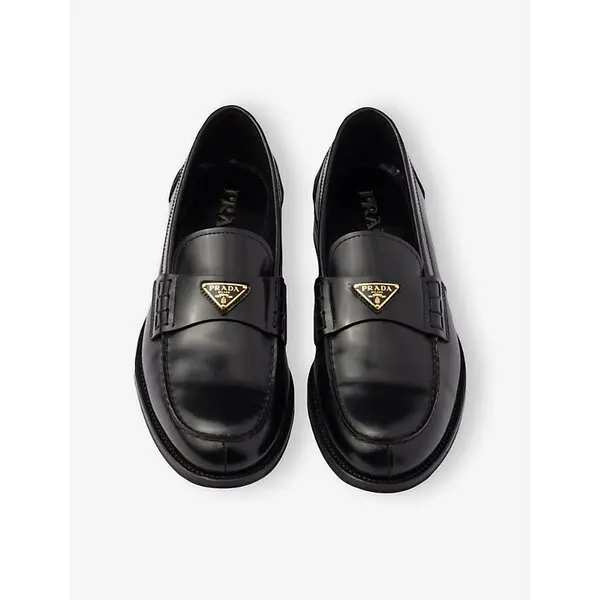 Prada Triangle-logo Brushed Leather Loafers