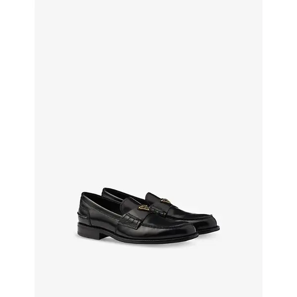 Prada Triangle-logo Brushed Leather Loafers