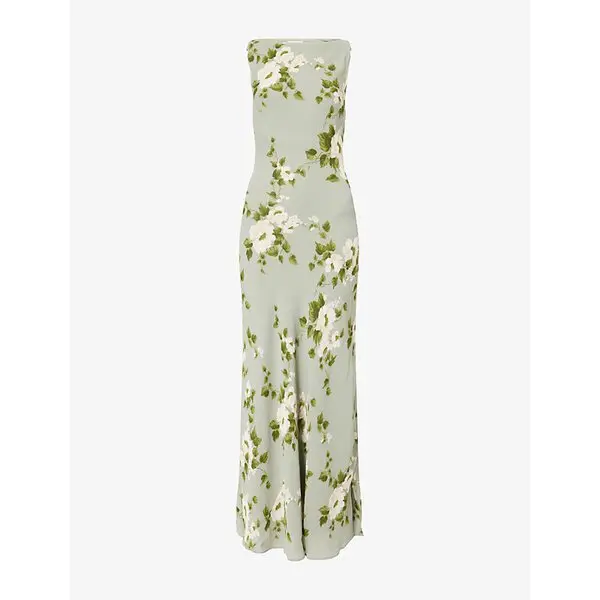 REFORMATION Prescott Floral-print Georgette Maxi Dress - Greenery