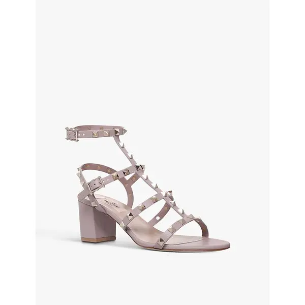 Valentino Garavani Rockstud Open-toe Leather Heeled Sandals - Blush