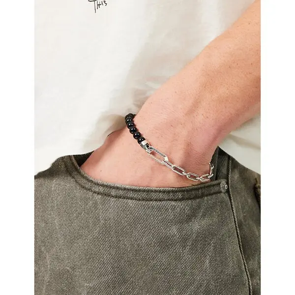 THOMAS SABO Sterling Silver And Onyx Chain Bracelet