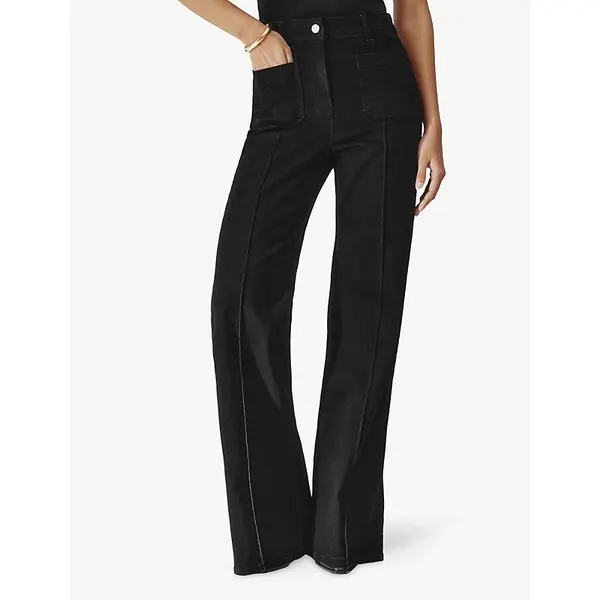 REISS Sakura Flared-leg High-rise Jeans - Black