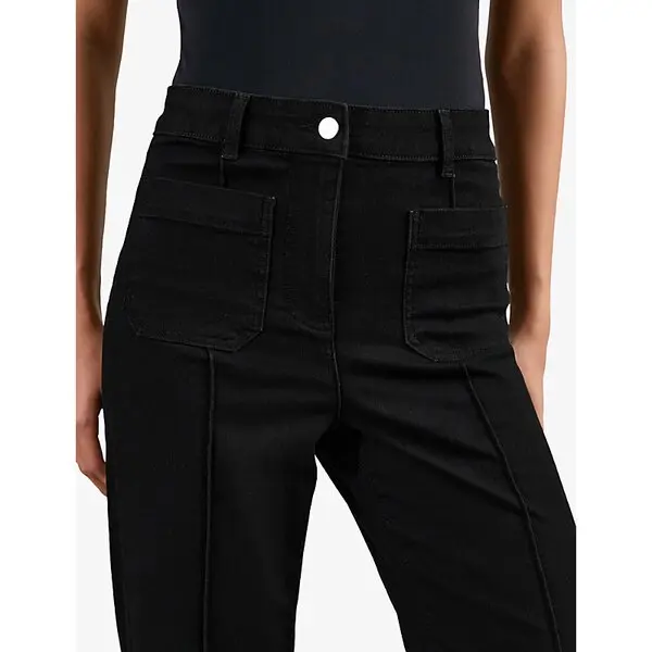 REISS Sakura Flared-leg High-rise Jeans - Black