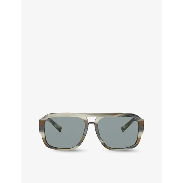 Dolce & Gabbana Pilot-frame Tortoiseshell Acetate Sunglasses - Grey