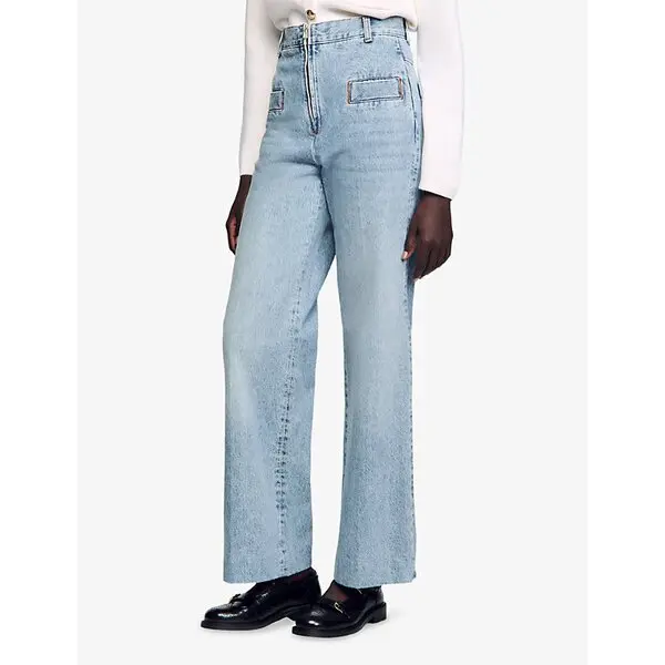Sandro Oslo High-rise Wide-leg Jeans - Bleus