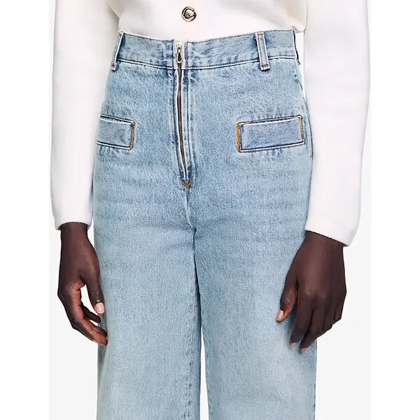 Sandro Oslo High-rise Wide-leg Jeans - Bleus