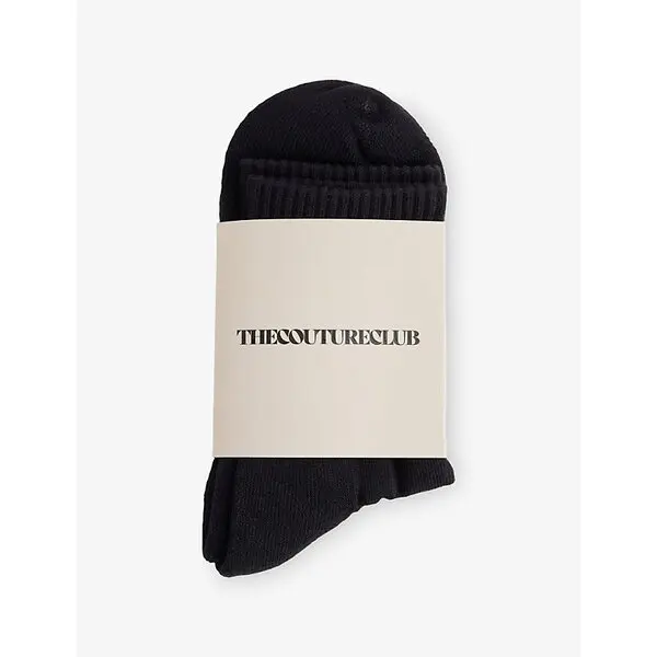 THE COUTURE CLUB Emblem Cotton-blend Knitted Socks - Black