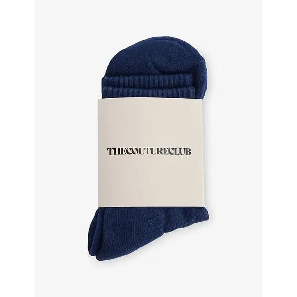 THE COUTURE CLUB Emblem Cotton-blend Knitted Socks - Navy