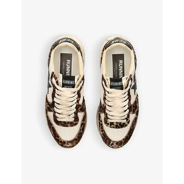 GOLDEN GOOSE Running Sole Leopard Print Leather And Mesh Trainers