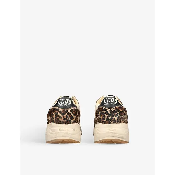 GOLDEN GOOSE Running Sole Leopard Print Leather And Mesh Trainers