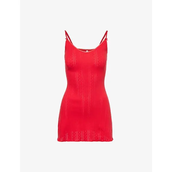 COU COU Slim-fit Cotton Pyjama Slip - Cherry Red