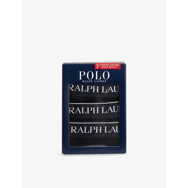Polo Ralph Lauren Pack Of Three Classic-fit Stretch-cotton Boxer Briefs - Black