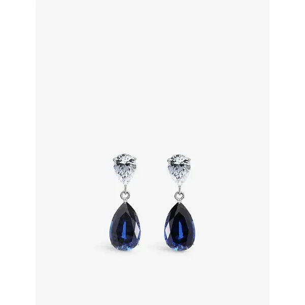 CARAT* LONDON Arabella 9ct White-gold And Cubic Zirconia Drop Earrings - Silver