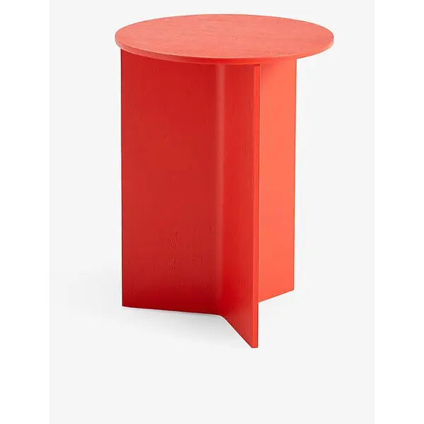 HAY Slit Round Power-coated Steel Side Table 35.5cm - Red