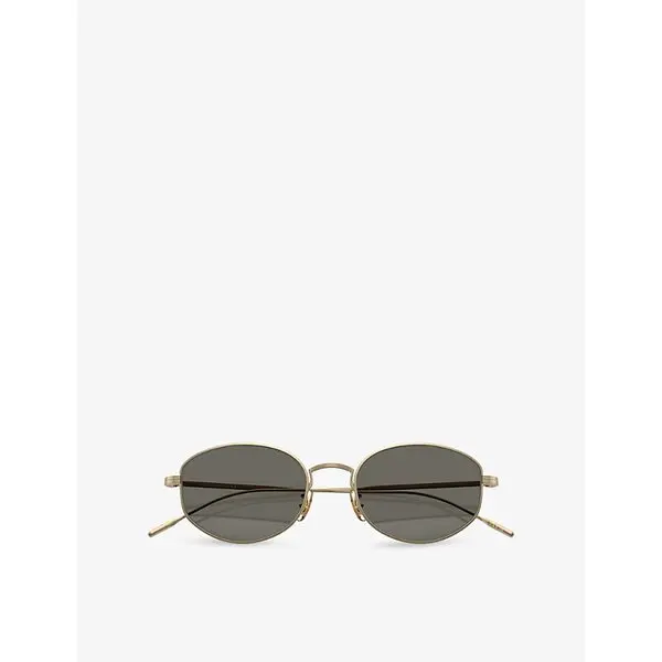 Oliver Spencer Ov1347st Sirry Oval-frame Titanium Sunglasses - Gold