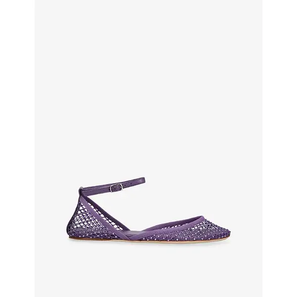 Christopher Esber Mesh Ballet Flats With Crystal Embellishments - Viola