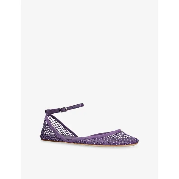 Christopher Esber Mesh Ballet Flats With Crystal Embellishments - Viola