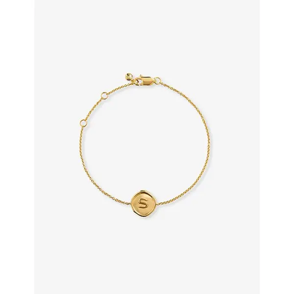Monica Vinader Initial S Stamp 18ct Yellow Vermeil Bracelet - Gold