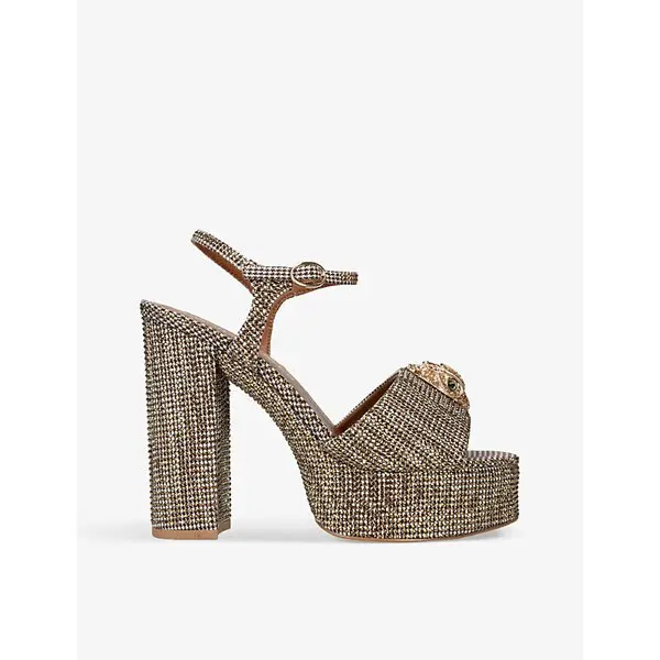 Kurt Geiger Kensington Houndstooth Woven Platform Sandals
