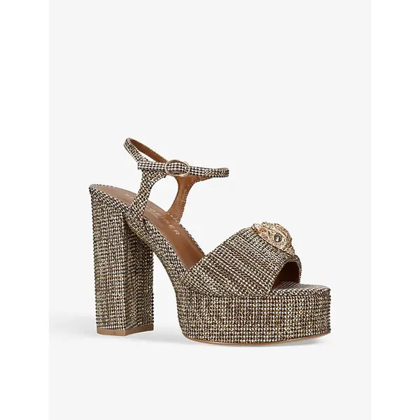 Kurt Geiger Kensington Houndstooth Woven Platform Sandals