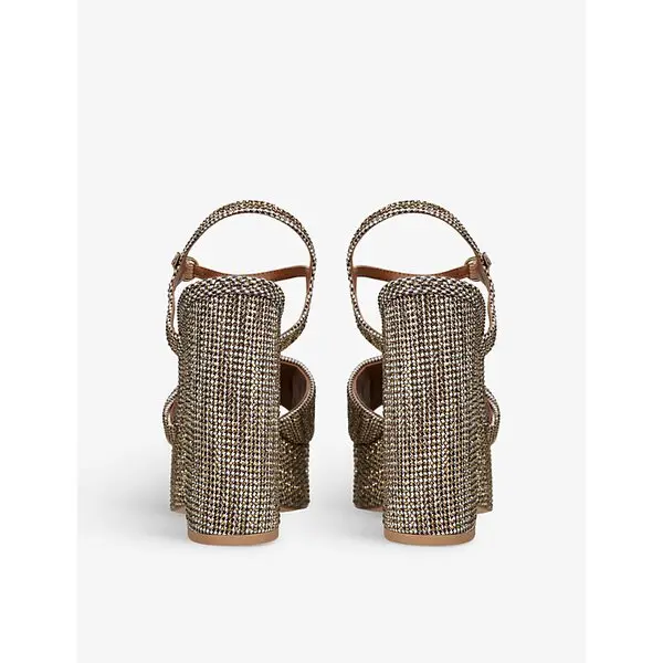 Kurt Geiger Kensington Houndstooth Woven Platform Sandals
