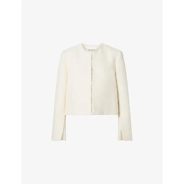 MALINA Ruthie Cropped Bouclé Blazer - Vanilla