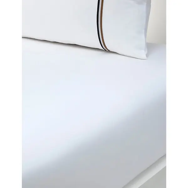 BOSS B-linea Contrast-piping Cotton Fitted Sheet - Multicoloured