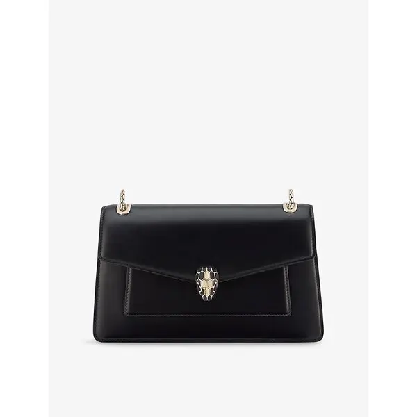 BVLGARI Serpenti Forever Leather Shoulder Bag - Black