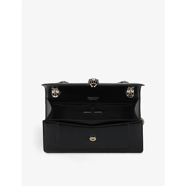 BVLGARI Serpenti Forever Leather Shoulder Bag - Black