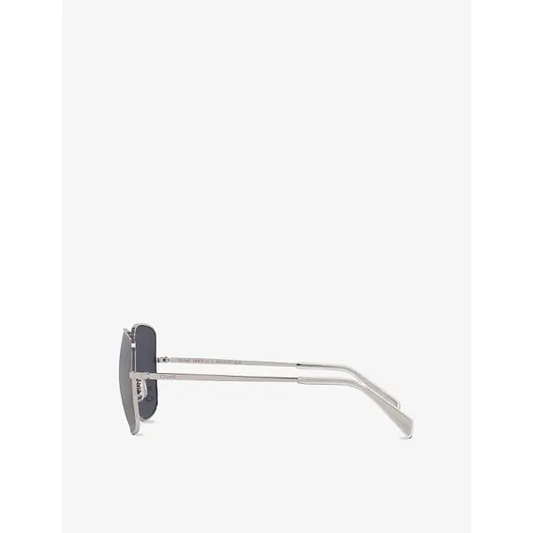 Celine Cl40284u Triomphe Rhinestone Square-frame Metal Sunglasses - Grey