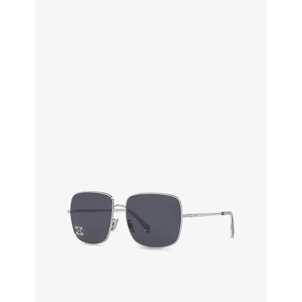 Celine Cl40284u Triomphe Rhinestone Square-frame Metal Sunglasses - Grey